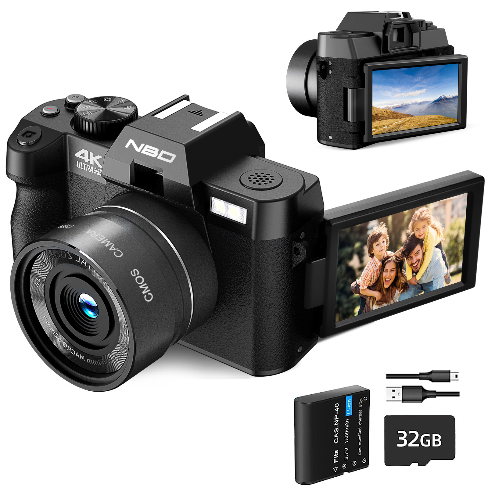 NBD Digital Camera 4K 48MP Compact Camera, 3.0 Inch Ultra Clear Screen ...