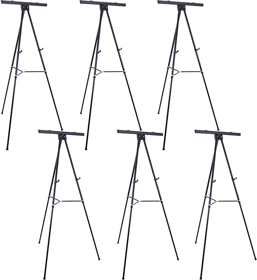 U.S. Art Supply 70" High Boardroom XL Black Aluminum Flipchart Display ...