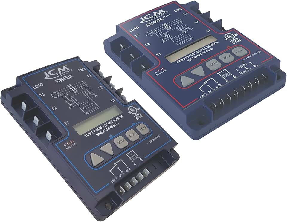 ICM450A+ 3-Phase Programmable Line Voltage Monitor w/Backlit Digital ...