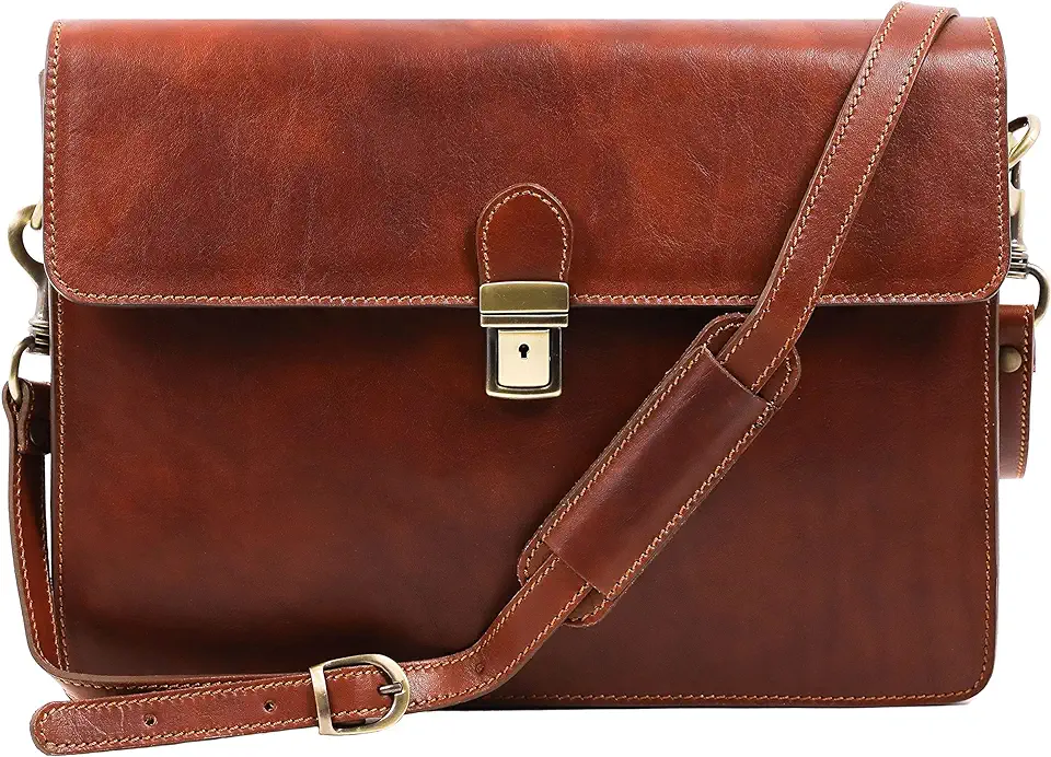 Time Resistance Leather Attache Case Briefcase Messenger Bag for Men ...