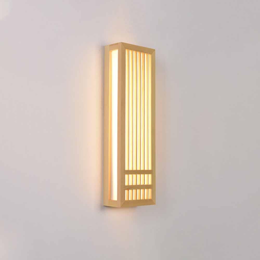Solid Wood led Wall Sconce Rectangle Wall Mounted Light, Indoor Wooden ...