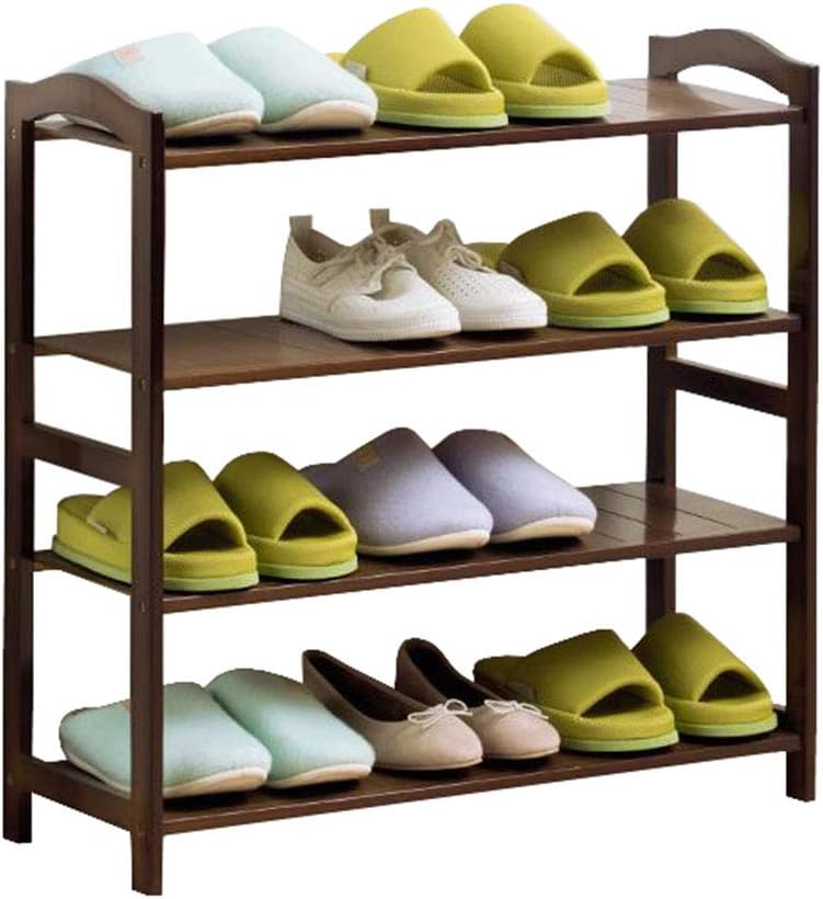 Shoe Rack 4 tier Solid Wood Storage Tower Organiser Shelves Stackable ...