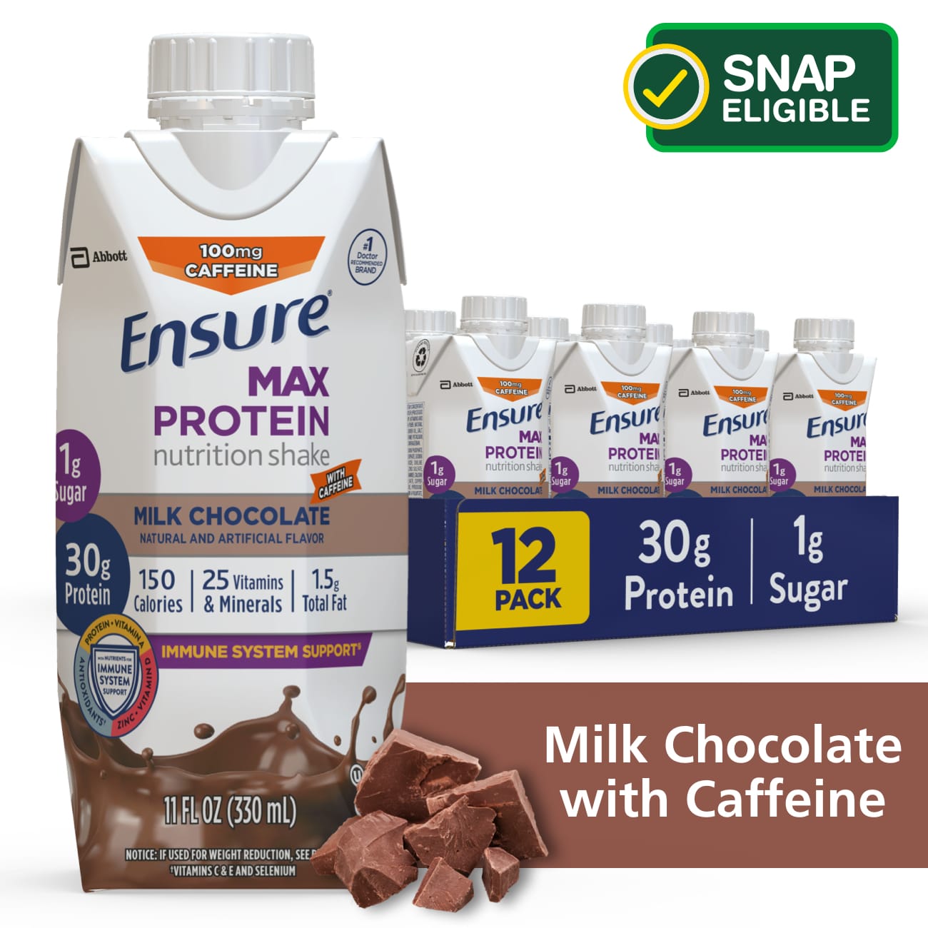 Ensure Max Protein Nutrition Shake, Milk Chocolate with Caffeine, 11 fl ...