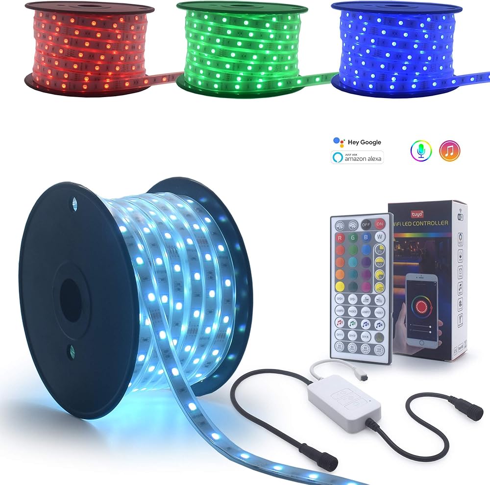 100 Feet Waterproof 24 Volts LED RGB Strip Lights Smart Wifi App ...