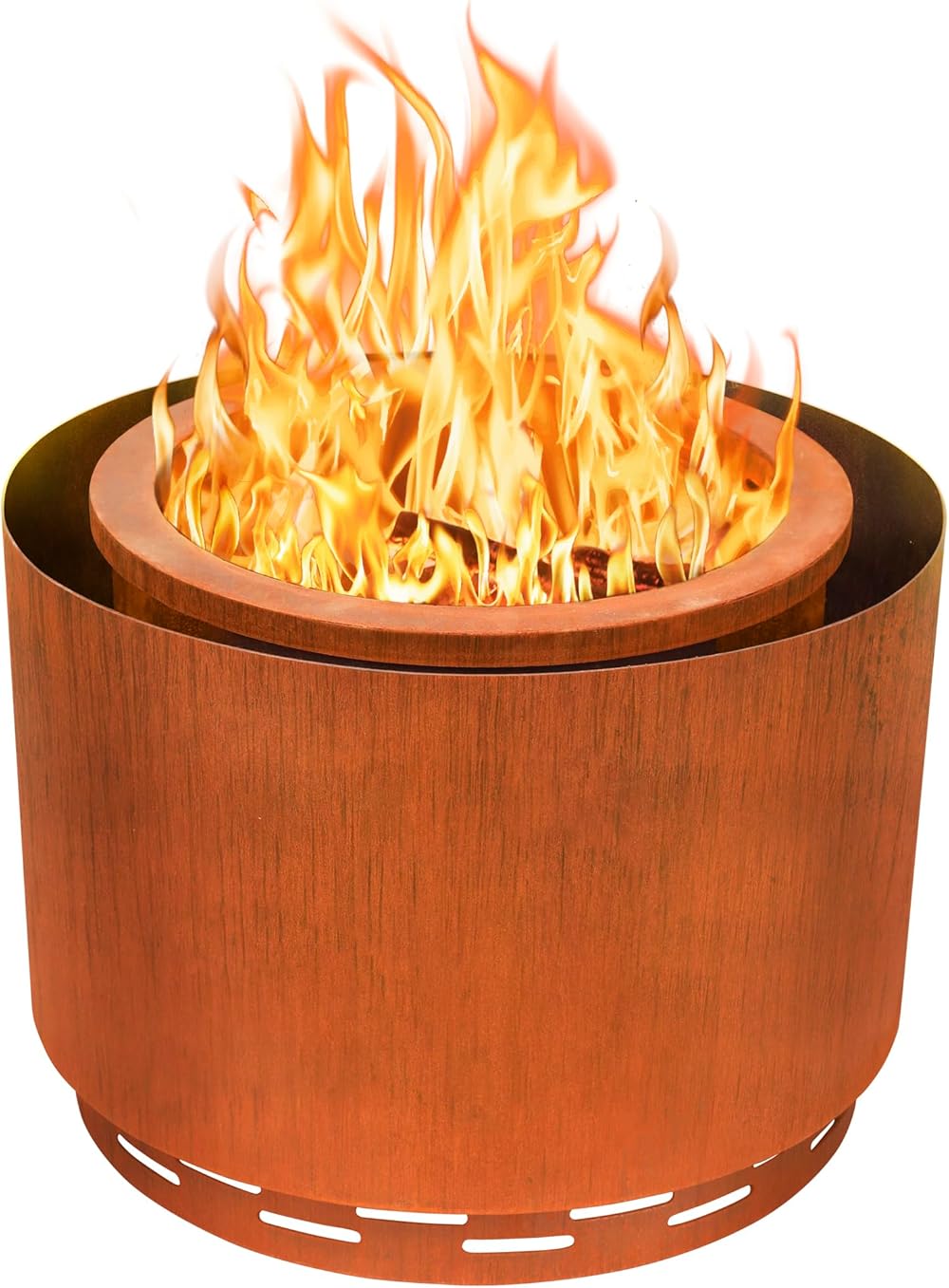 KOL 23.5" Dia. Corten Steel Smokeless Fire Pit, Heavy-Duty Pre-Rusted ...