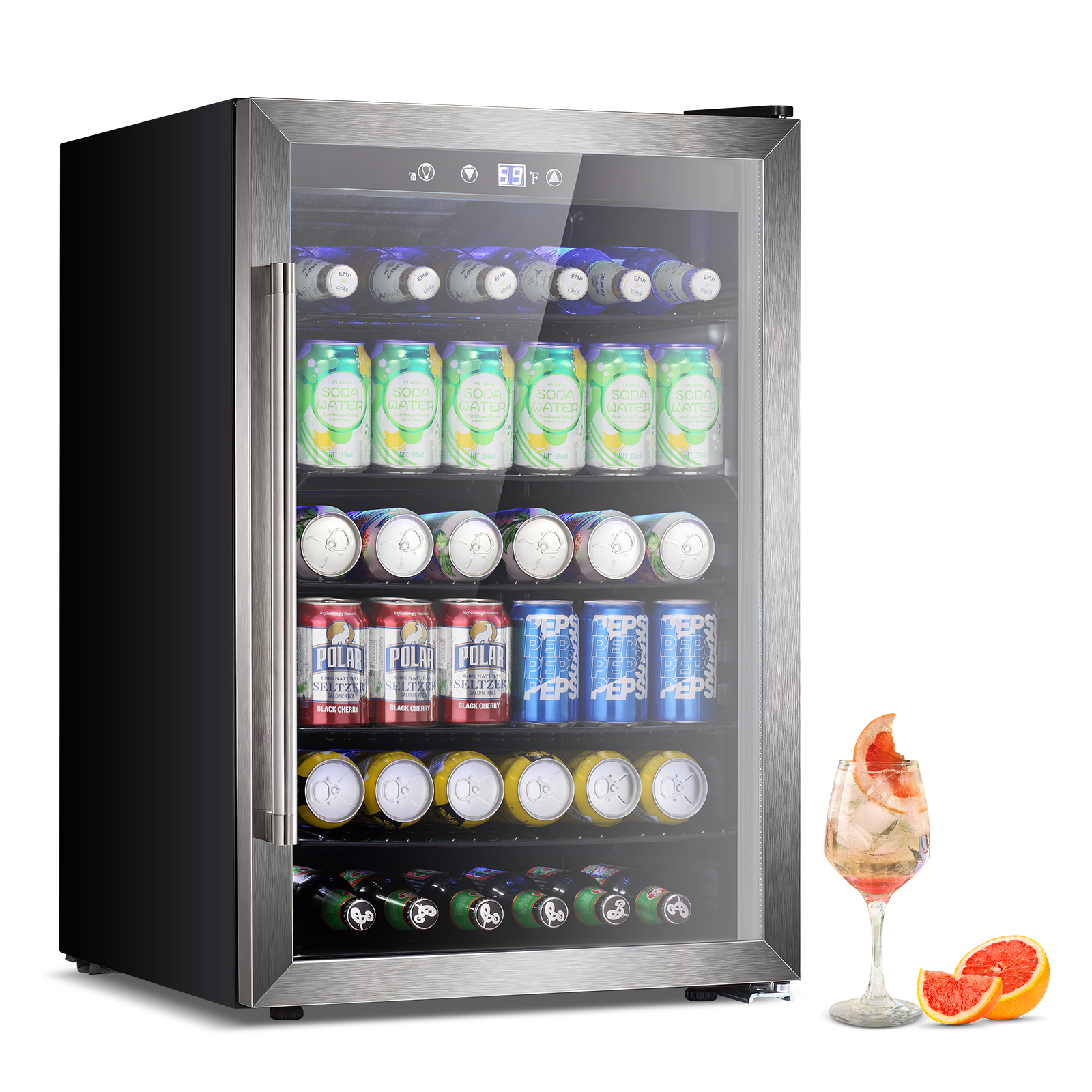 Auseo 4.5cu.ft Beverage Refrigerator Cooler - 145 Can Mini Fridge Glass ...
