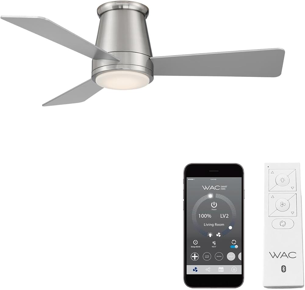 WAC Smart Fans Hug Indoor and Outdoor 3-Blade Flush Mount Ceiling Fan ...