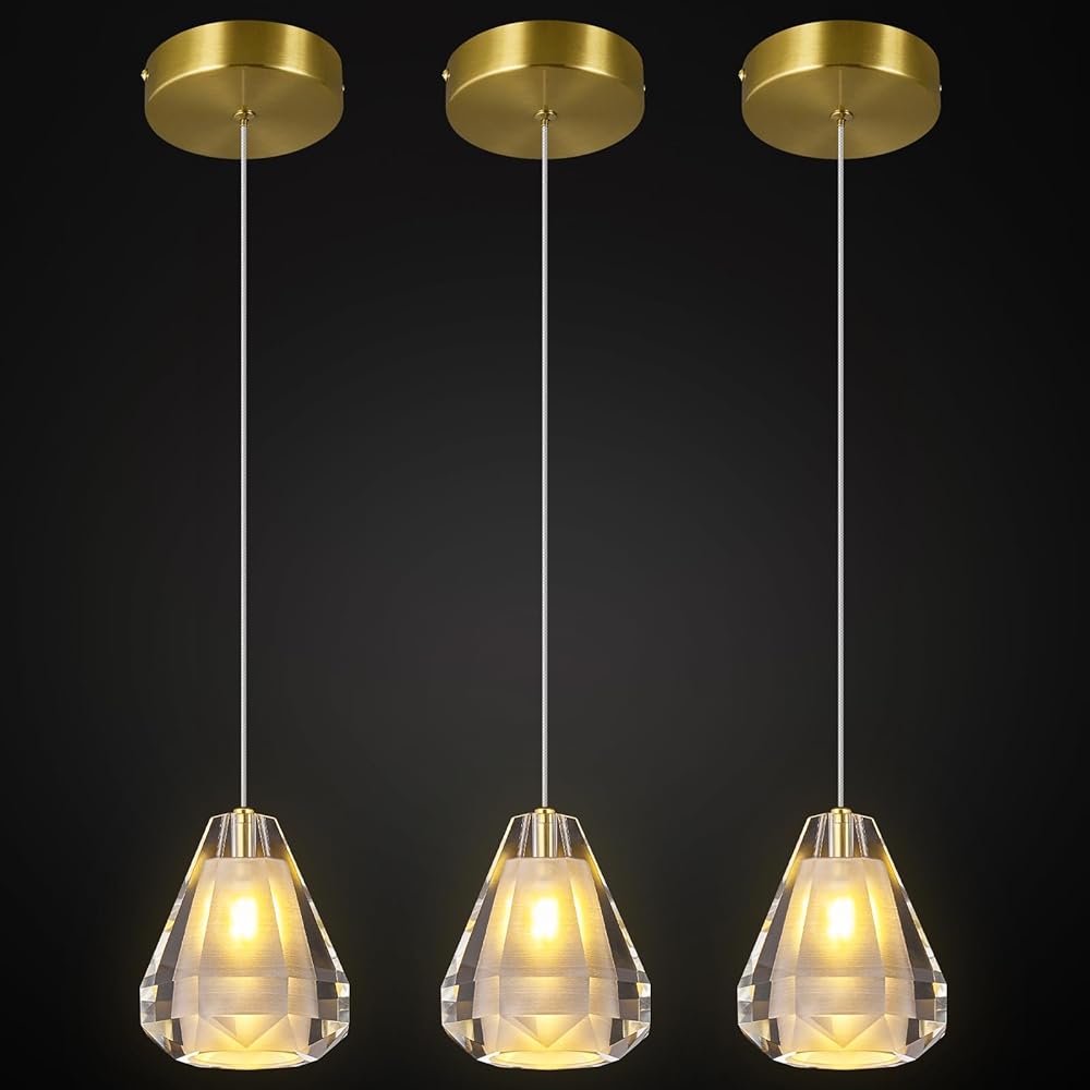 Gold Crystal Pendant Light Fixtures,Modern Diamond Shape Crystal ...