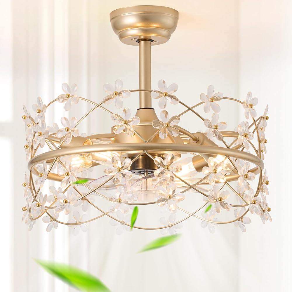 Flush Mount Chandelier Ceiling Fan