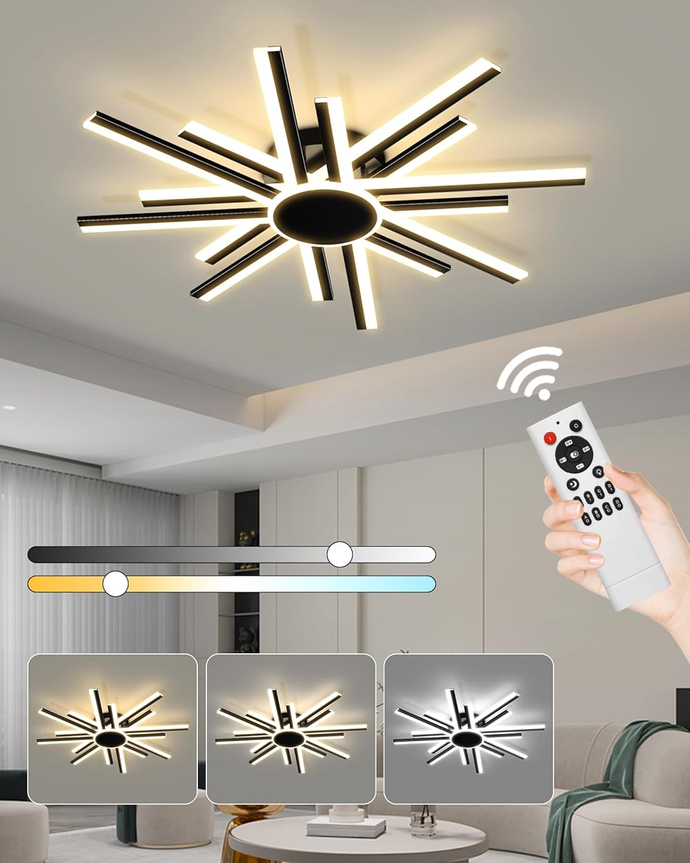 Living Room Ceiling Light, Modern Color Changing LED Ceiling Light With ...