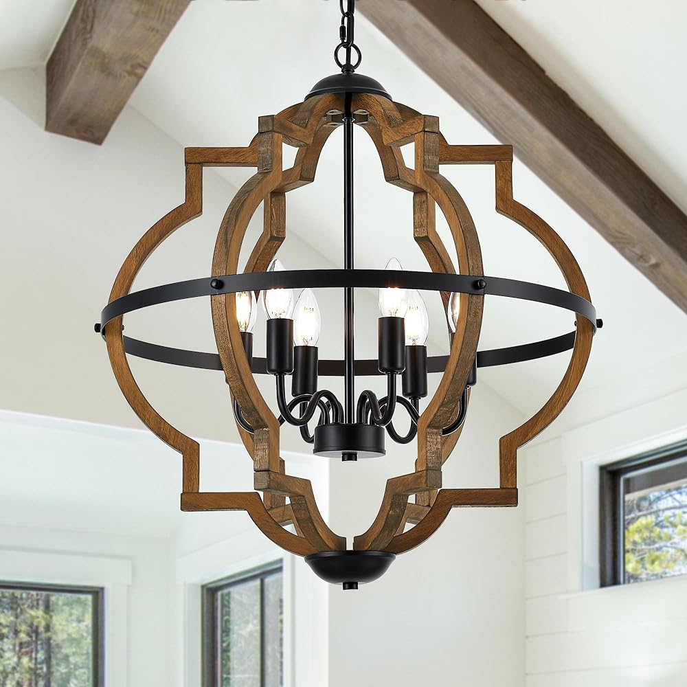Farmhouse Rustic Chandelier, 6-Light Vintage Antique Chandeliers 22.8 ...
