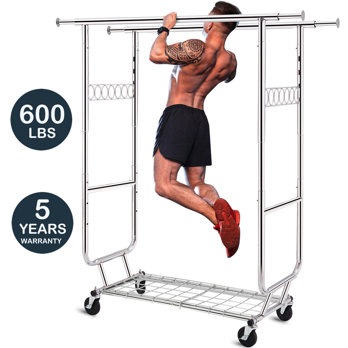 HOKEEPER 600 lbs Heavy Duty Clothing Garment Rack with Shelves ...