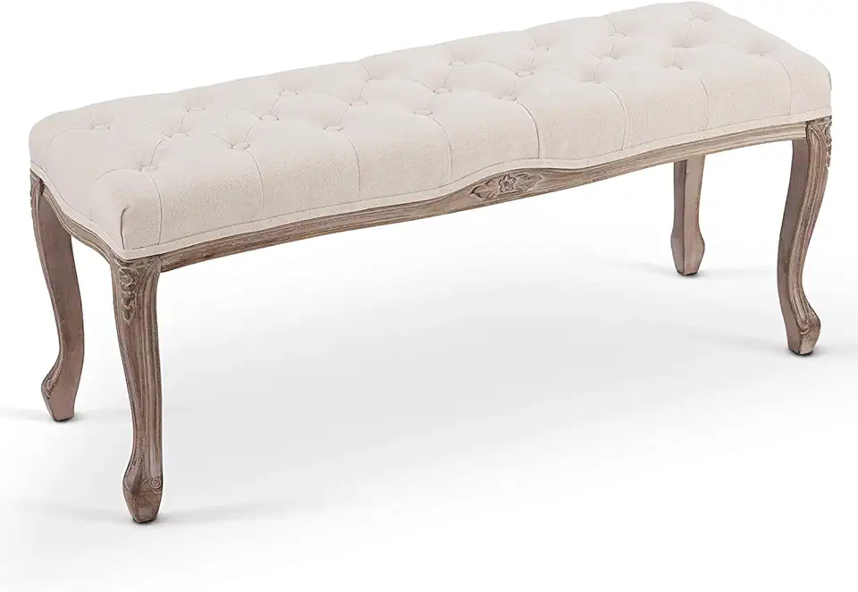 VONLUCE Vintage Dining Bench with Padded Seat & Rubberwood Legs, 44 ...