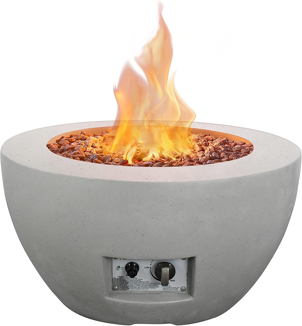 Kante 25 Inch Propane Fire Table, 50,000 BTU Large Concrete Fire Pit ...