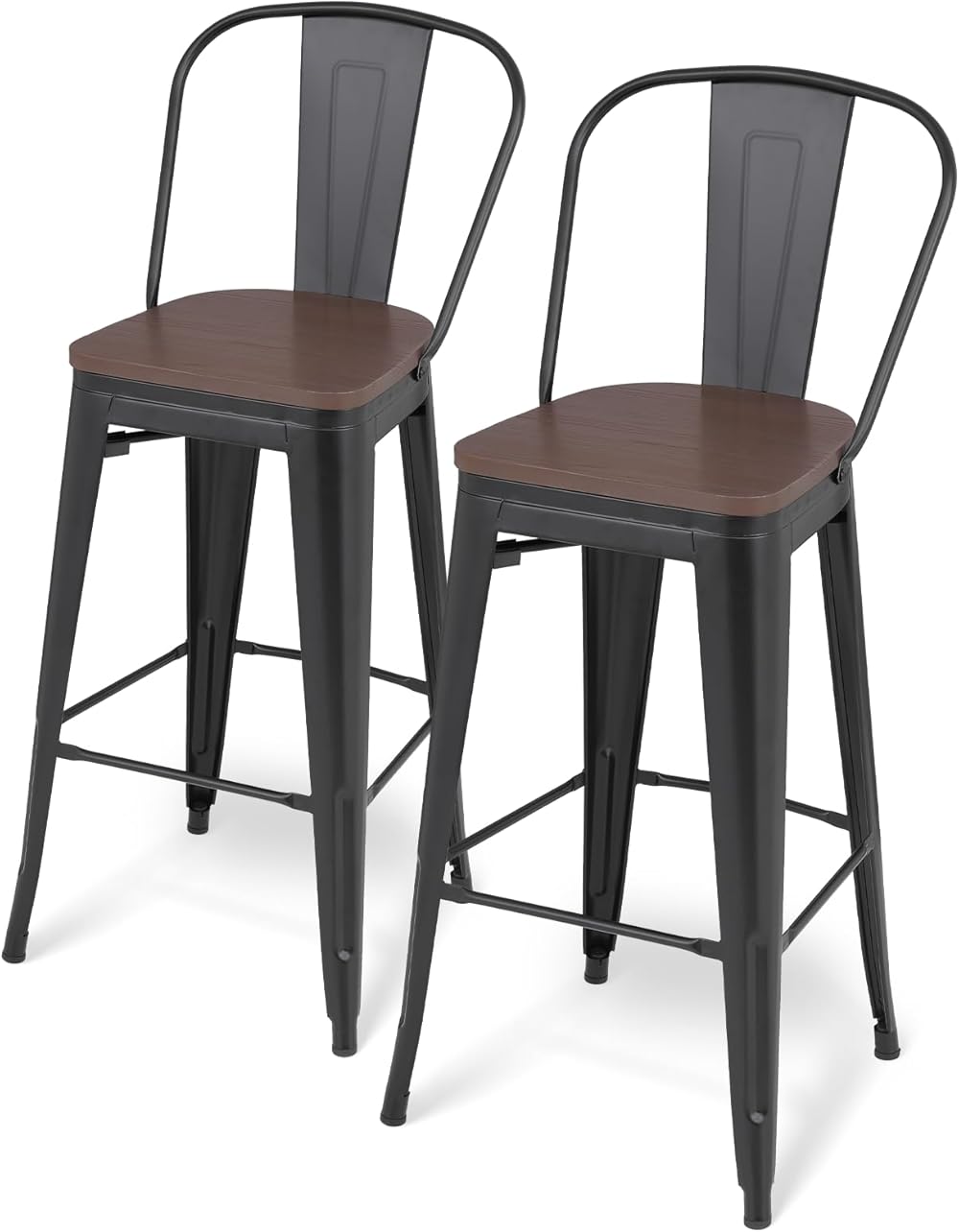 Athena Collection 30.5'' High Back Bar Stools Set of 2, Counter High ...