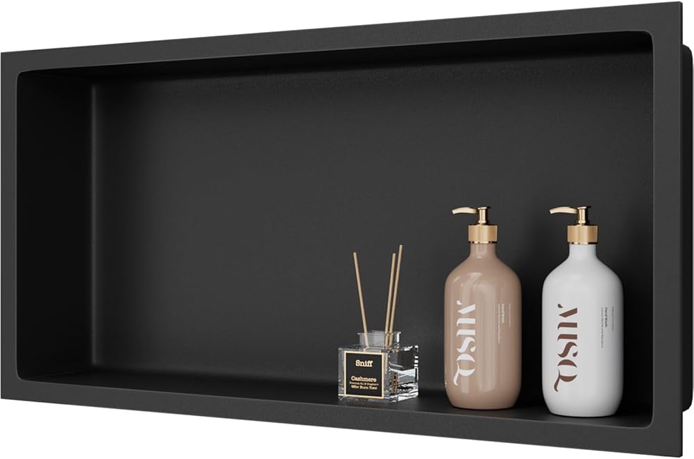 Davivy 24" x 12" Matte Black Stainless Steel Shower Niche, No Tile ...