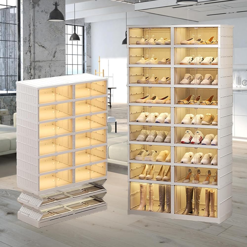 9-Tier foldable shoe cabinet,Can store 36 pairs of shoes,Plastic ...