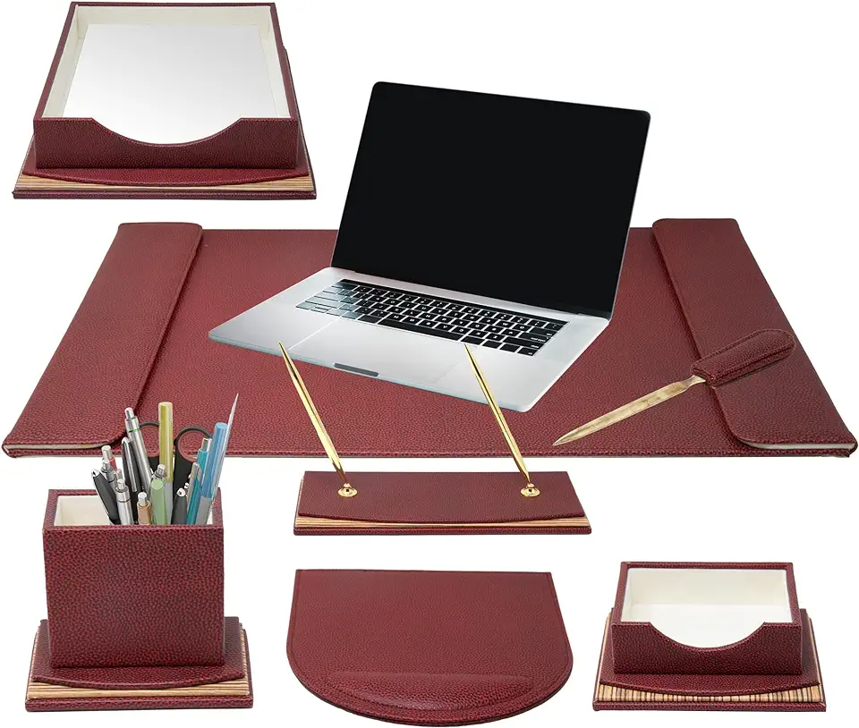 Executive 8-Piece Office Desk Organizer Set, Desk pad, Letter Tray ...