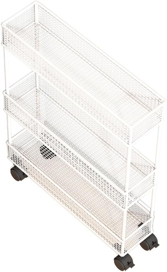 Slide Out Rolling Storage Cart with Mesh Baskets, Slim Storage Cart, 3 ...