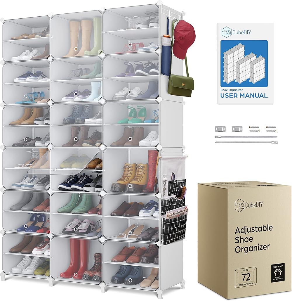 Shoe Organizer Cabinet Up to 72 Pairs, Shoe Closet-Portable Closed Shoe ...
