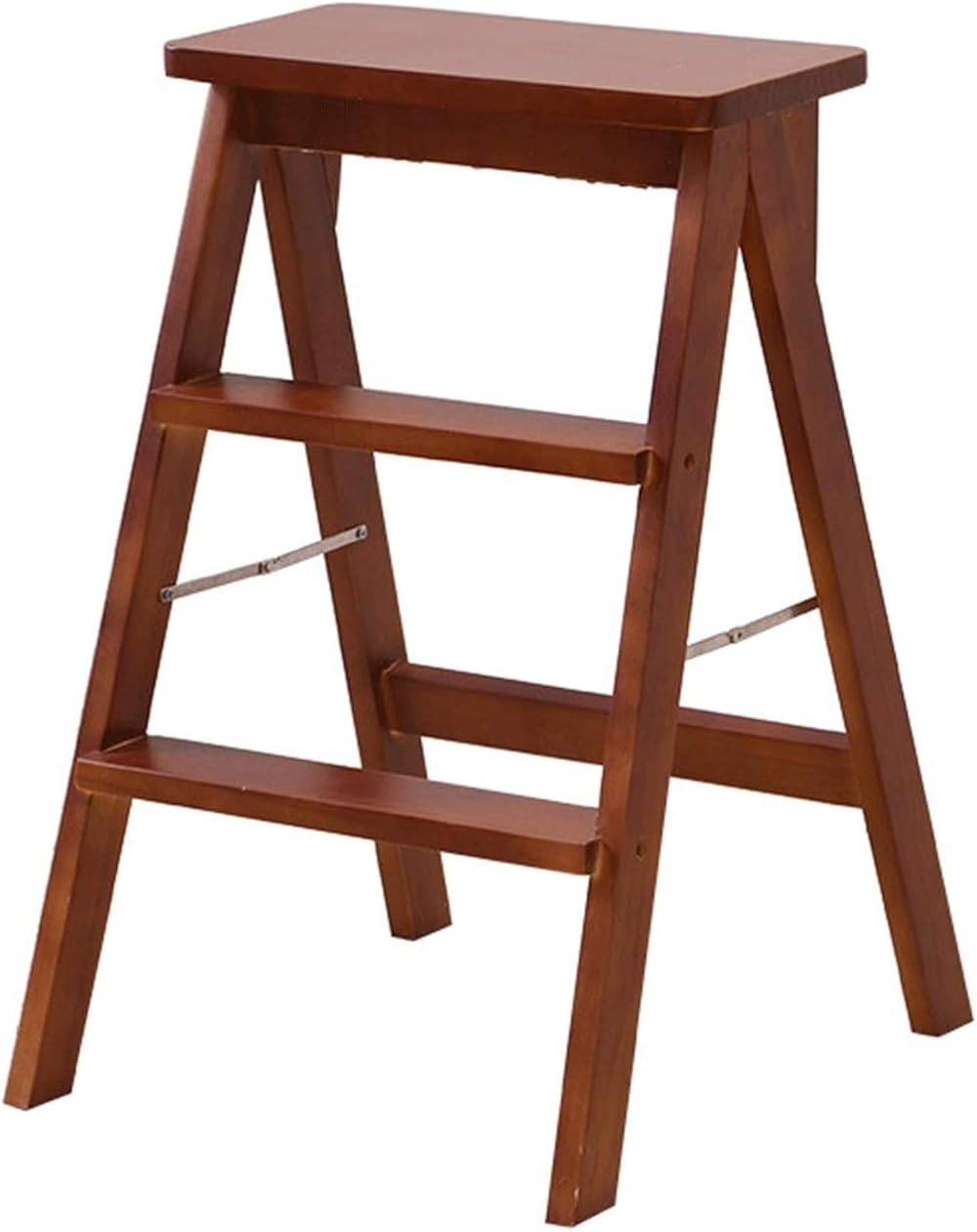 Step Stool Folding Ladde Portable Stairway Chair Kitchen Wood 2-Step ...