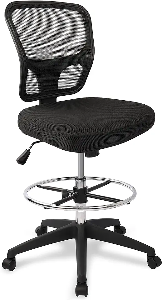 Armless Drafting Chair Tall Office Chair Adjustable Height High Back ...