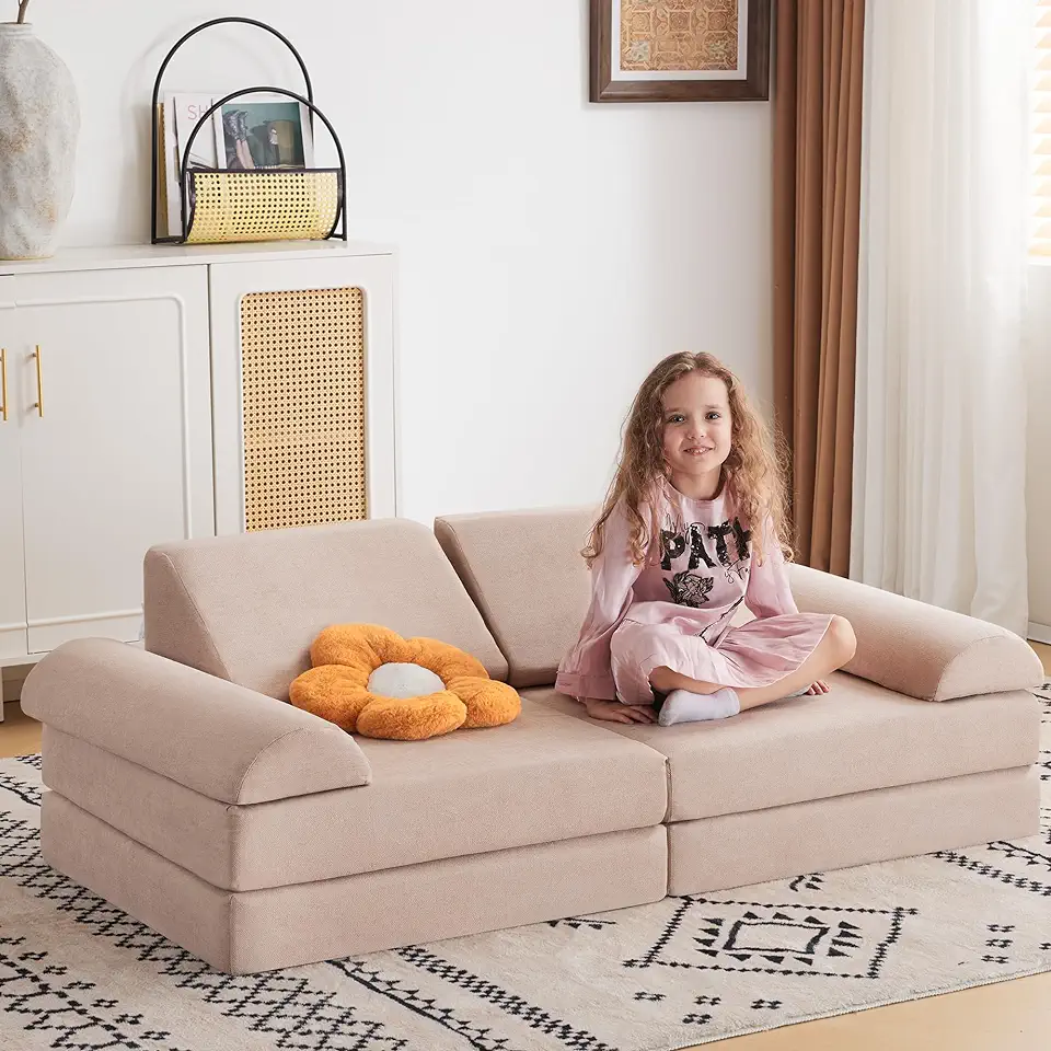2024 Kids Couch Play Couch Large, Modular Foam Couch Floor Sofa Soft ...