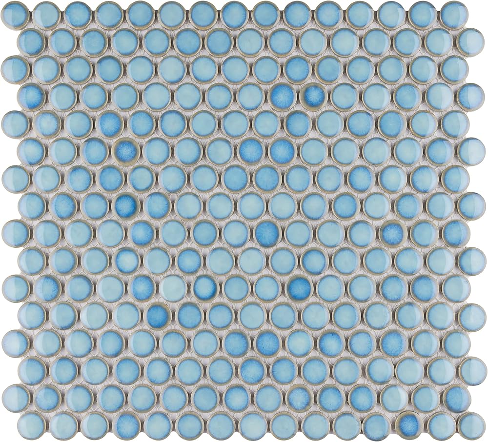 Merola Tile Hudson Penny Round Marine 11-7/8" x 12-5/8" Porcelain Floor ...