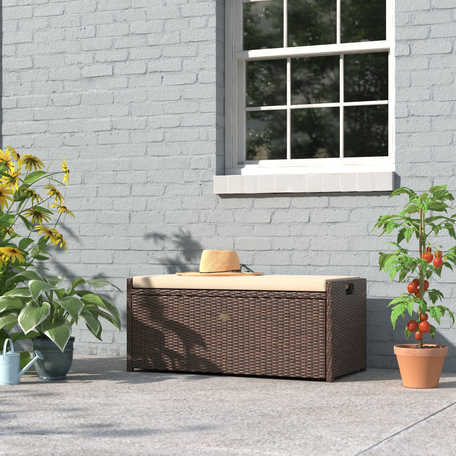 60-Gallon Outdoor Storage Deck Box Bench with Seat Cushion Seating ...