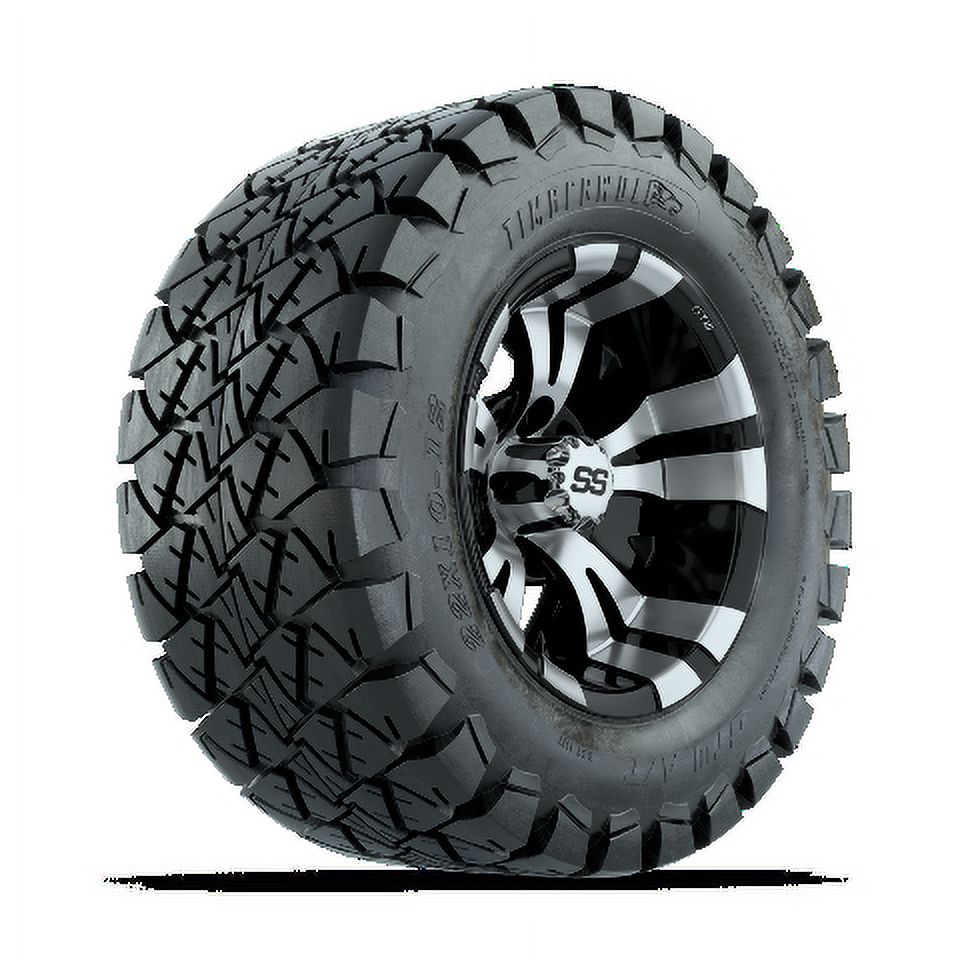 GTW Vampire 12 inch Black/Machined Golf Cart Wheels on 22x10-12 (22 ...