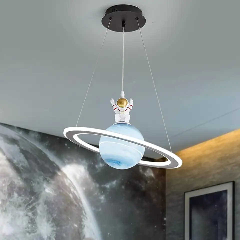 Globe Pendant Light Astronaut Chandelier, Glass Planet LED Hanging ...