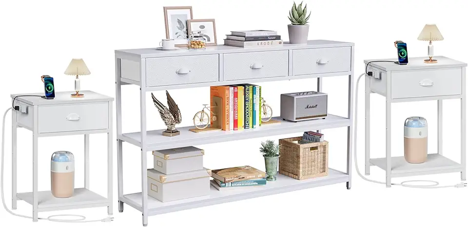 Furologee Sofa Table and Nightstands, Entryway Table with 3-Tier ...