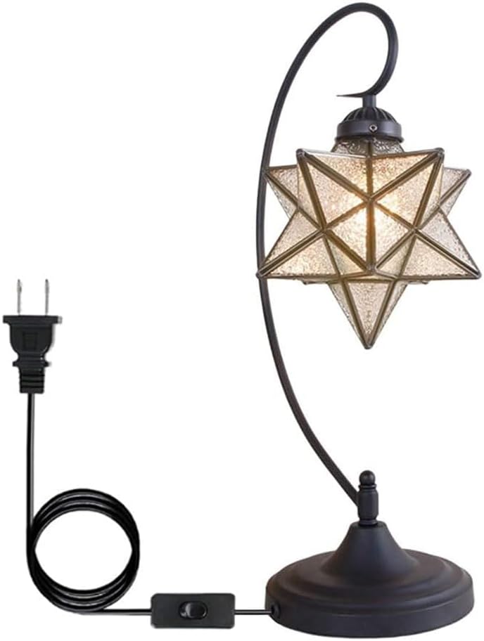 Glass Desk Lamps, Plug in Black Desk Lamp Fixture Traditional Library ...