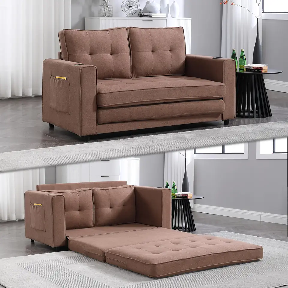 3 Fold Sofa,Convertible Futon Sleeper sofabed,Space Saving loveseat ...