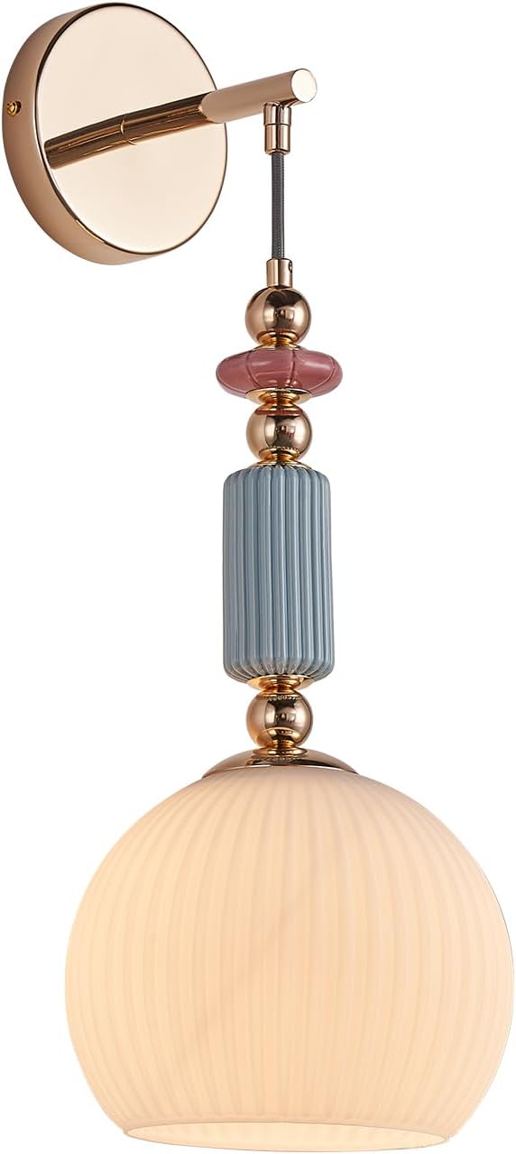 Milk White Glass Modern Wall Scone Hanging Indoor Wall Light Fixtures ...