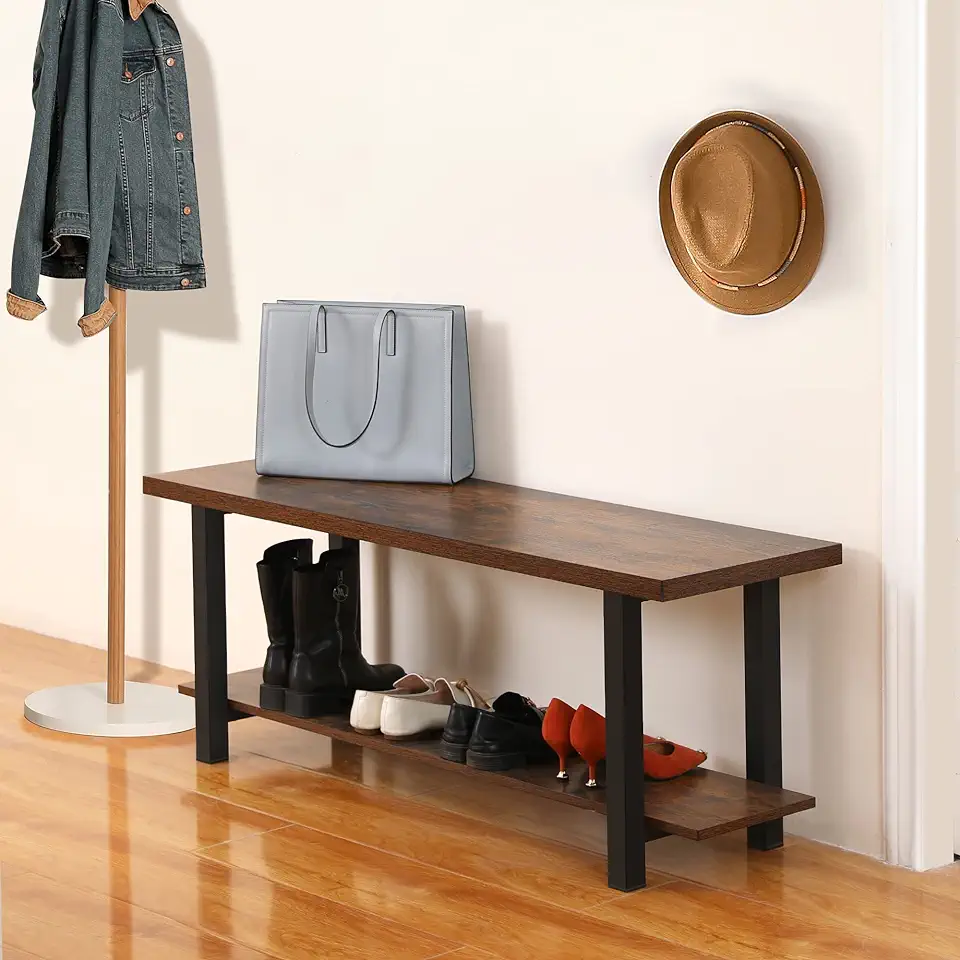 Evajoy Shoe Bench, 47" Modern Industrial Shoe Rack, Sturdy Shoe ...