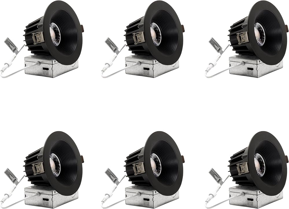 YUURTA 4-Inch 12W Deep Anti Glare Baffle Black Recessed Ceiling LED ...