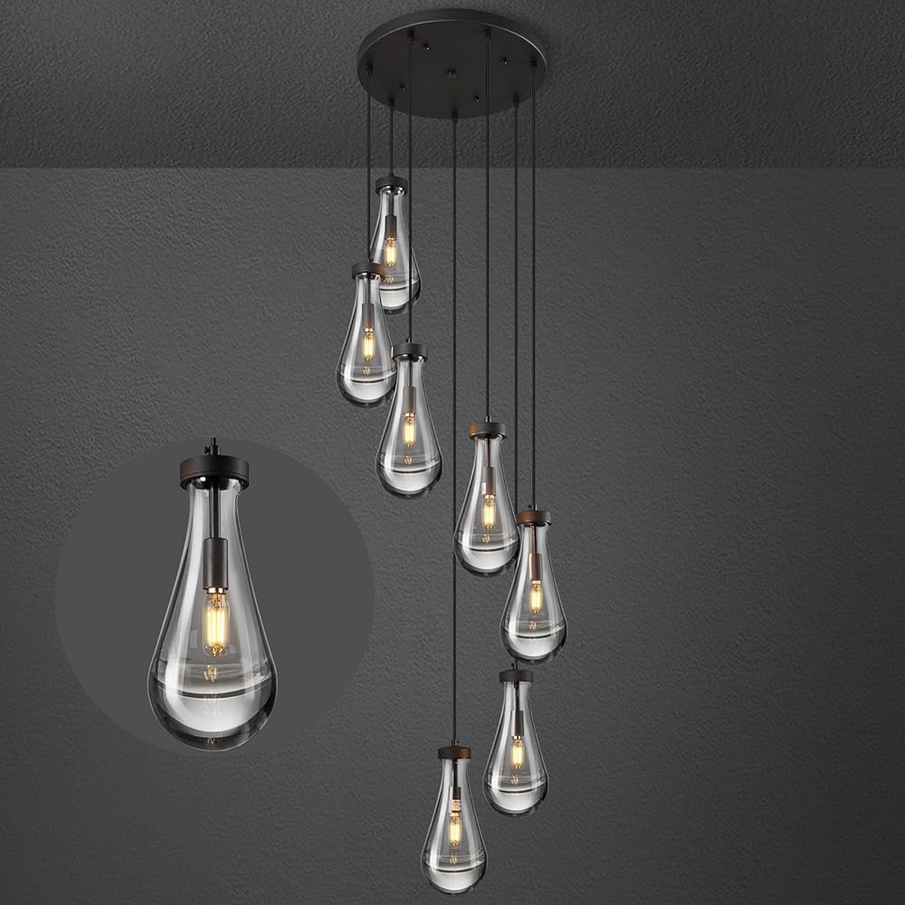 Raindrop Pendant Lights Kitchen Island Teardrop Black Hanging Light ...