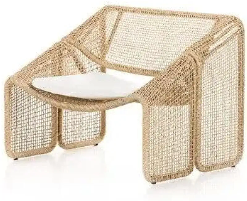 Modern Nordic Rattan Lounge Chair – Elegant Velvet Outdoor/Indoor Sofa ...