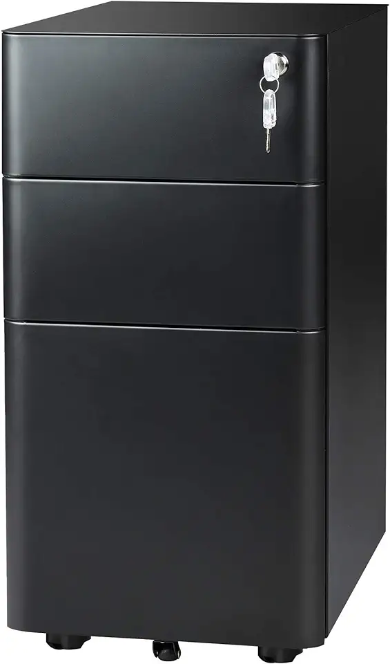 DEVAISE 3-Drawer Slim File Cabinet, Vertical Filing Cabinet, Fully ...