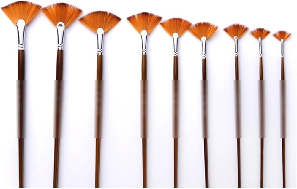 Colour Nylon Hair Scalloped Brushes Linen Stick Colour Oil Paintbrush ...