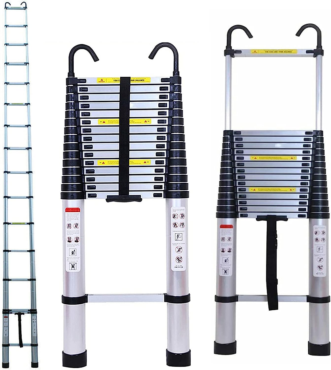 Telescoping Step Ladder 20.34 FT Multi Ladder with Detachable Hook ...