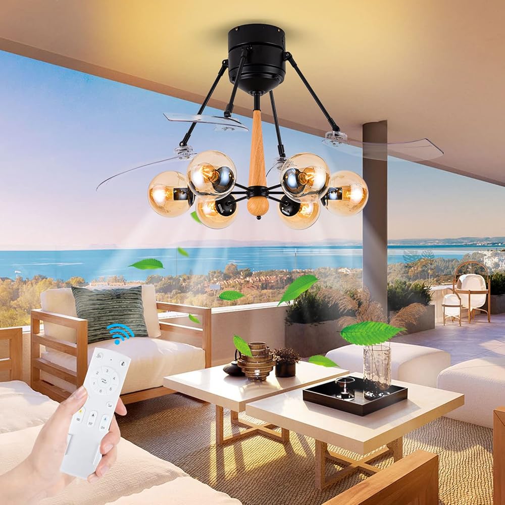 48 Inch Ceiling Fan with Lights and Remote, Modern Bedroom Ceiling Fan ...