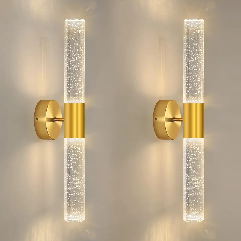 Gold Wall Sconces Set of Two LED Modern Sconces Dining Room Wall ...