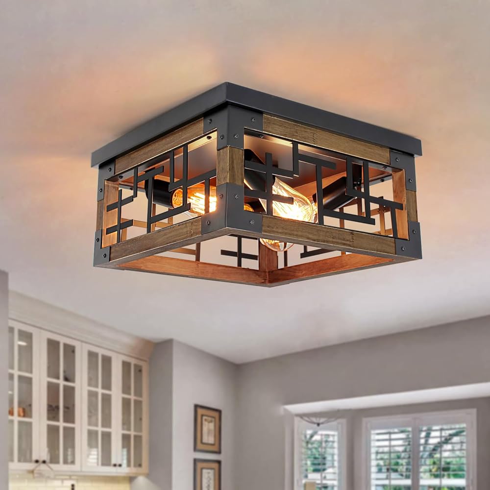 Farmhouse Light Fixtures, 4-Lights Farmhouse Flush Mount Ceiling Light ...