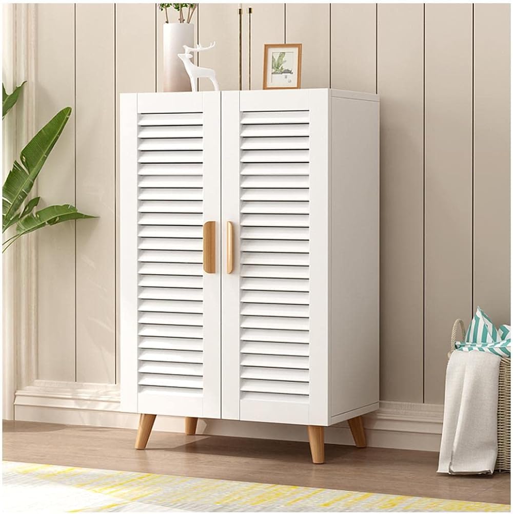 Shoe Racks Wooden Shoe Cabinet with 2 Shutter Doors,4 Tier Wood ...