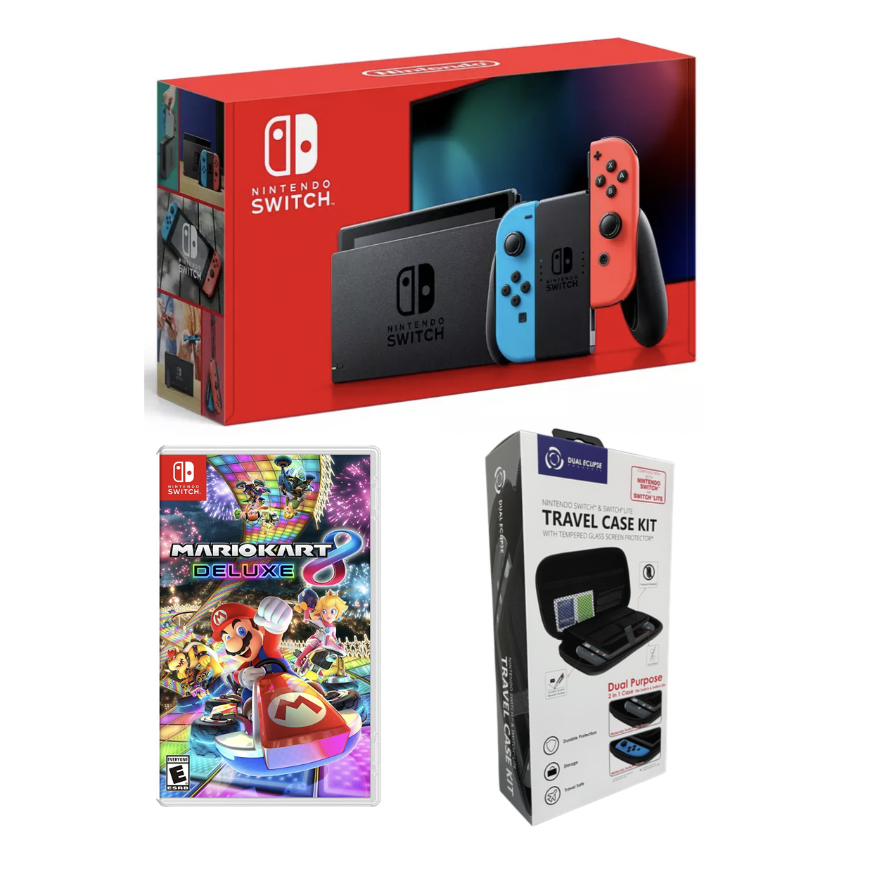 Nintendo Switch Neon Blue and Red Bundle with Mario Kart 8 Deluxe ...