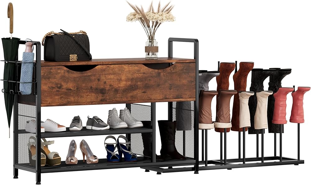 TQVAI Shoes Storage Rack Bench Cabinet with Hidden Compartment Lift Top ...
