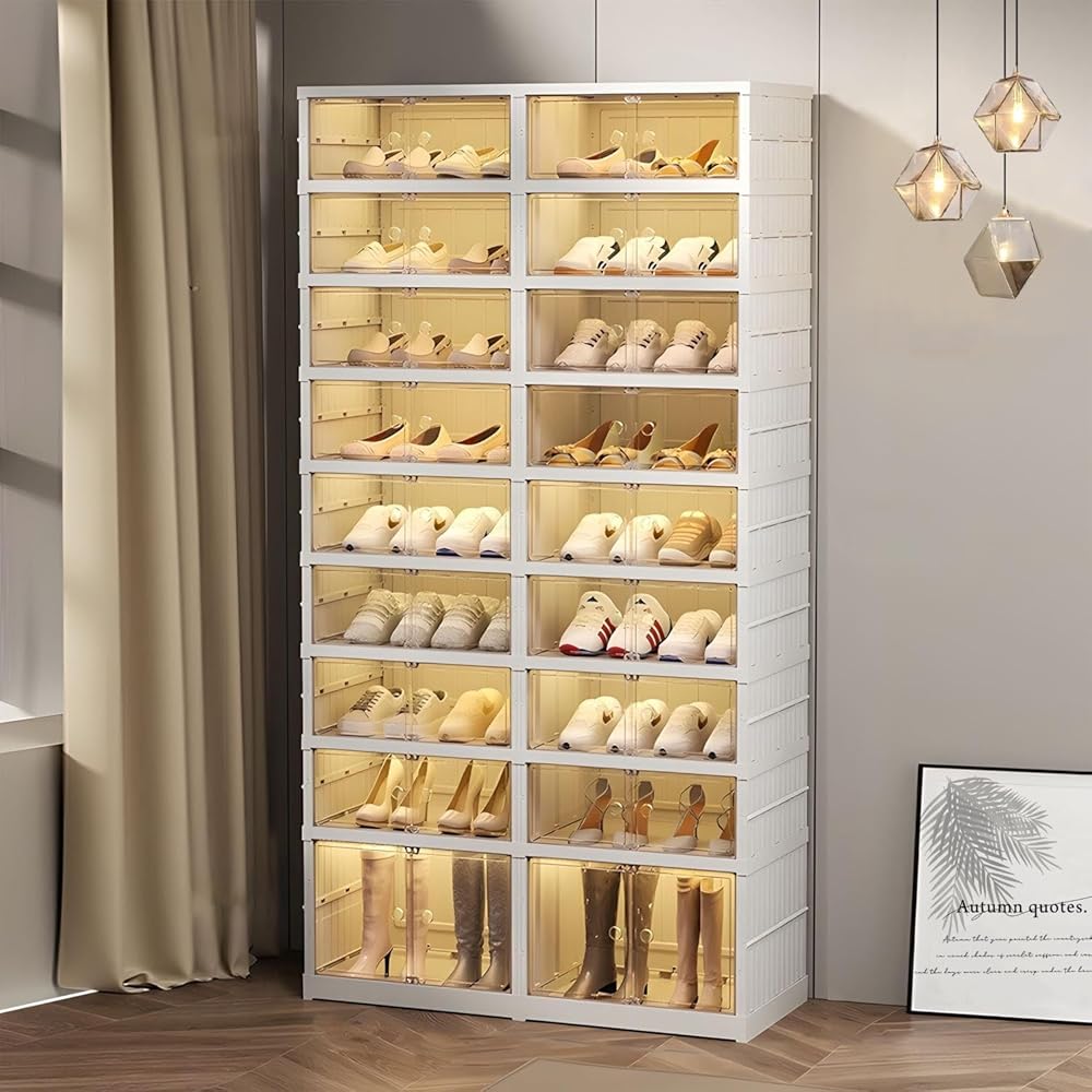 9 Tier Foldable Shoe Rack Organizer for 36 Pairs, Portable Shoe Storage ...