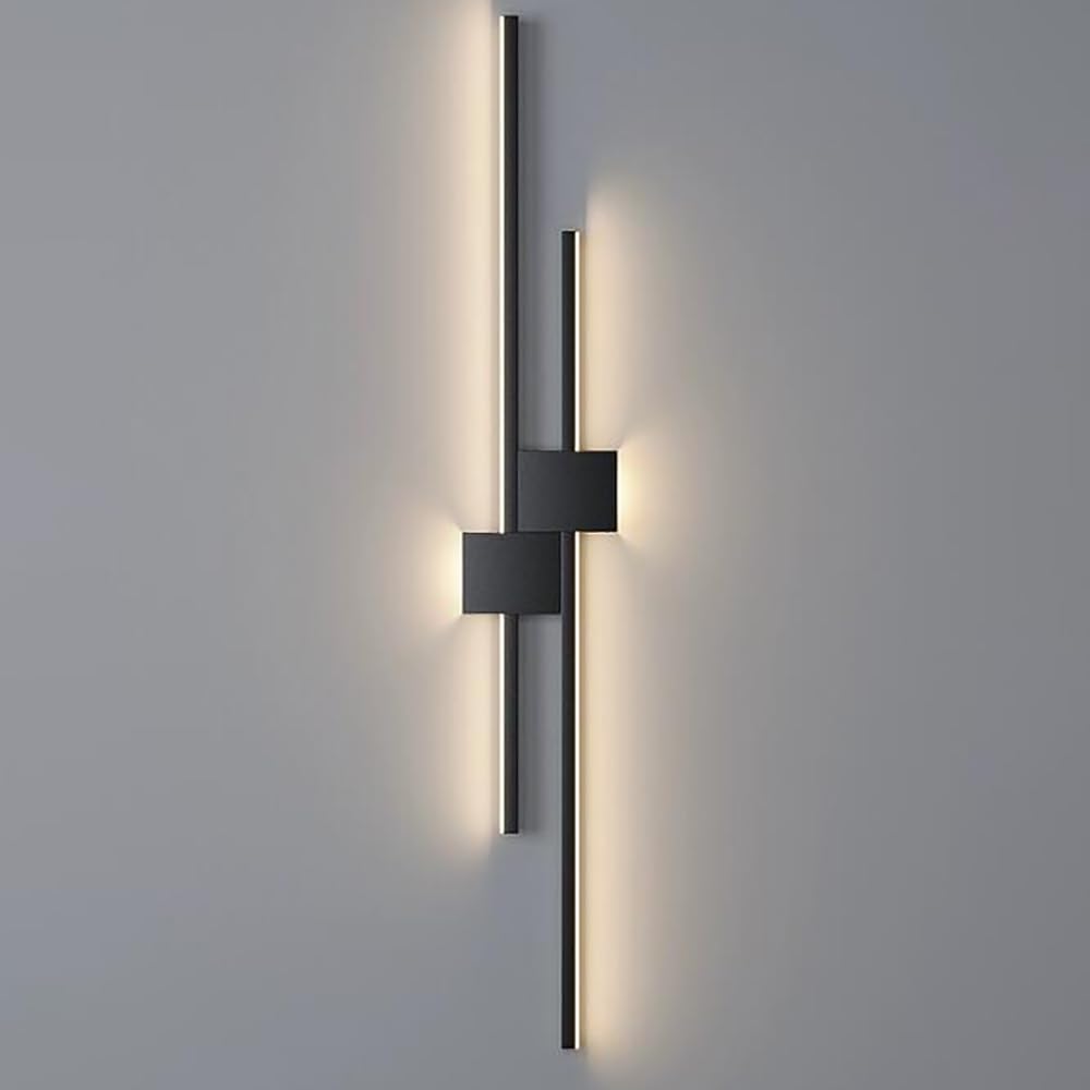 1-Pack Modern Indoor LED Wall Light Fixture, Black Long Strip Metal ...